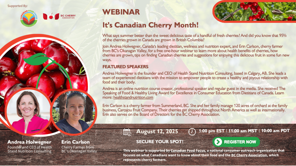 It's Canadian Cherry Month! - Webinar - Farm & Food Care Saskatchewan